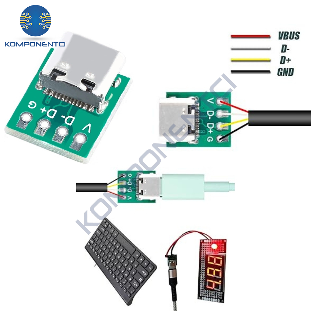 USB Type-C To 4 Pin DIP Çevirici - Type-C Modül Kartı | Komponentci