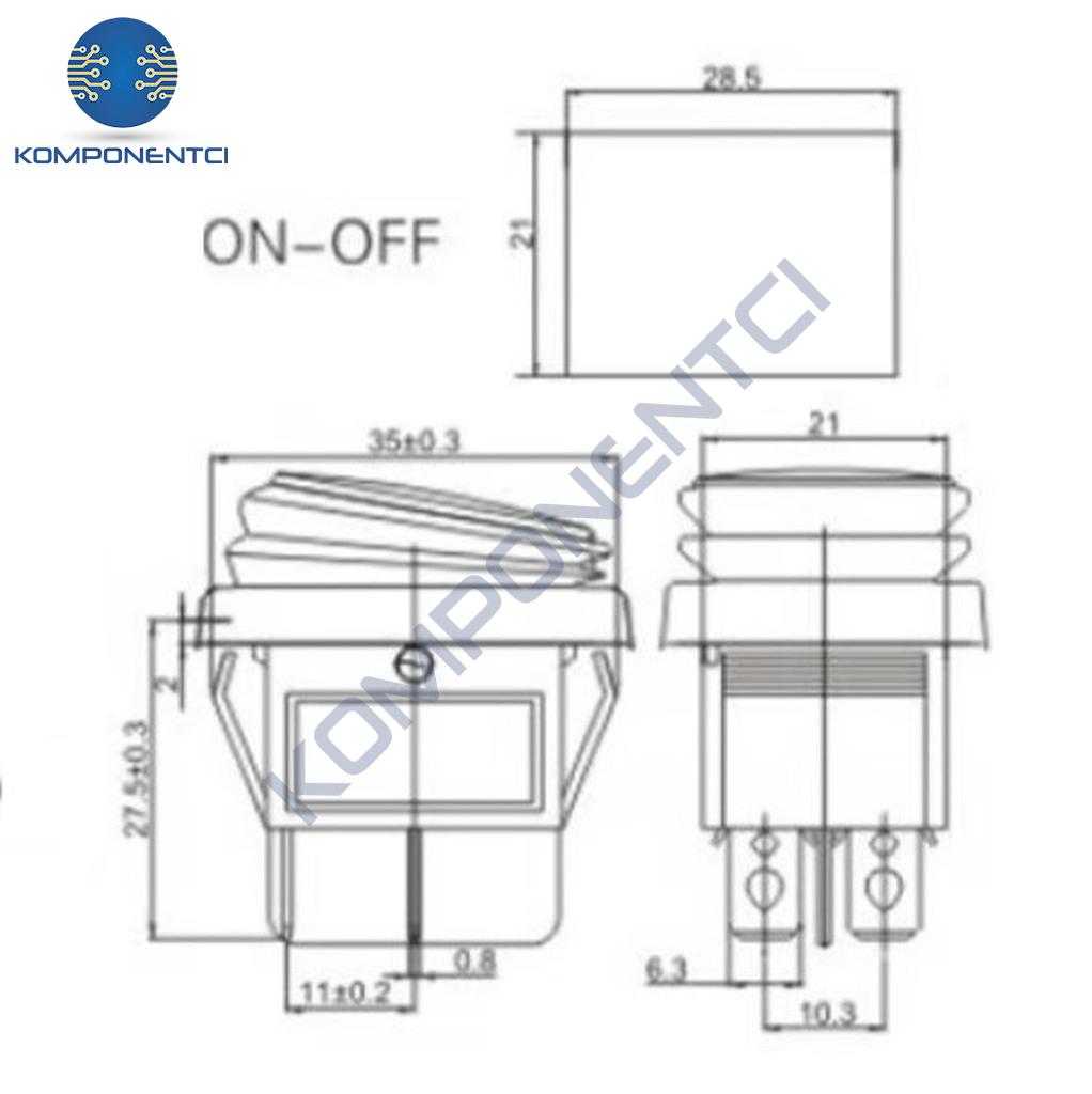 IC-104W Geniş Körüklü Işıklı Anahtar On-Off 4P Yeşil | Komponentci