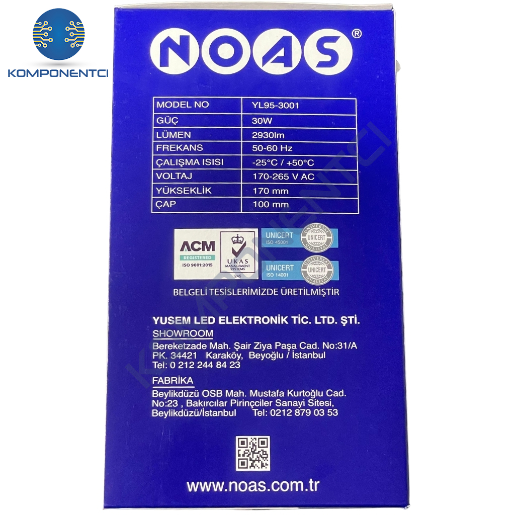 Noas YL95-3001 30W 6500K Beyaz LED Torch Ampul | Komponentci