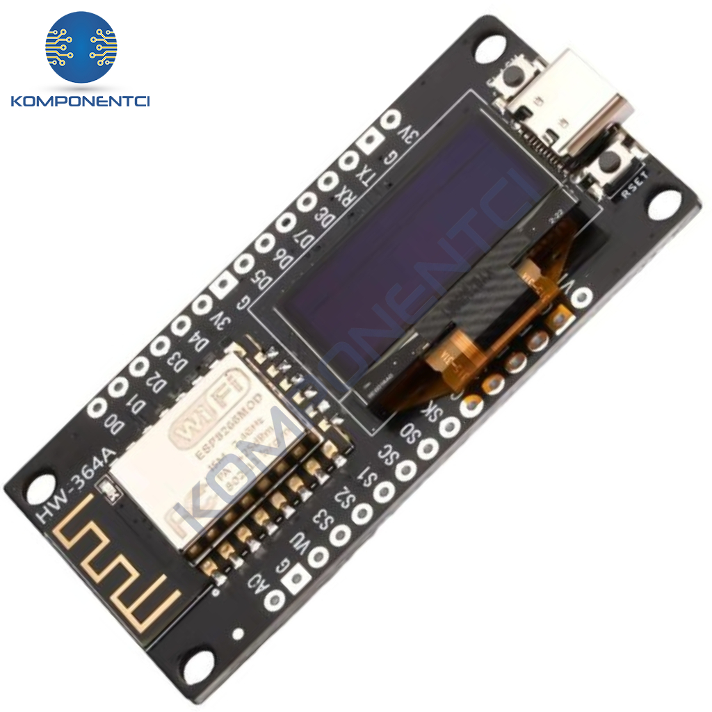 NodeMCU ESP8266 0.96 Inch OLED Wifi Geliştirme Kartı Type-C I Komponentci