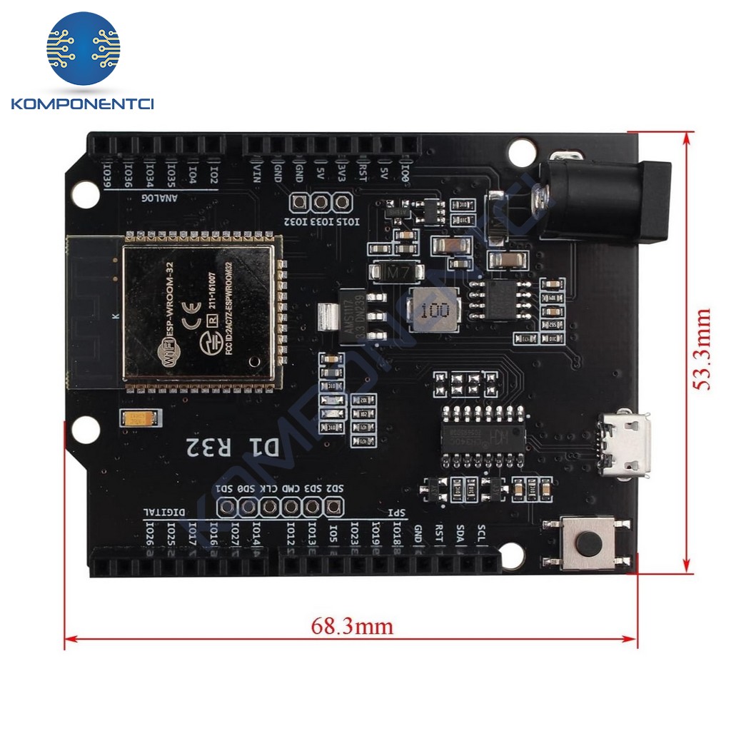 ESPDuino-32 ESP32 WiFi ve Bletooth Geliştirme Kartı | Komponentci