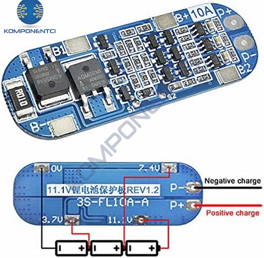 3S 10A BMS 12V 18650 Li-ion Koruma Balans Devresi | Komponentci
