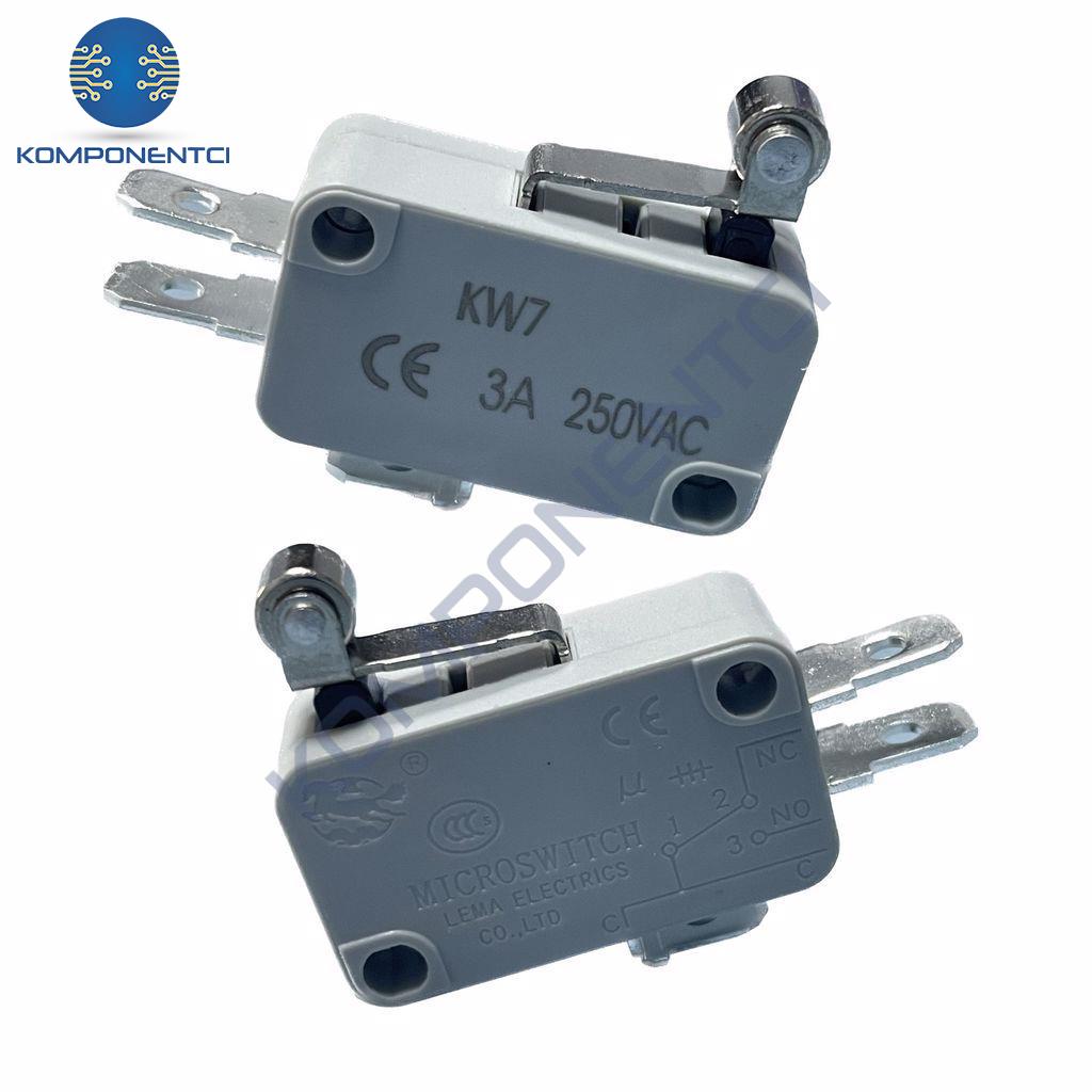 IC-172 Mikro Switch Makaralı Kısa KW7 3A 250VAC | Komponentci