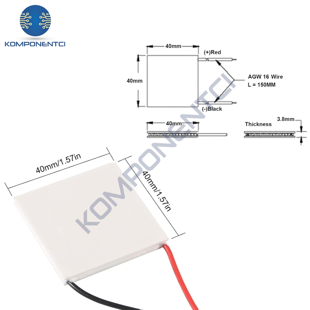 TEC1-12705 Peltier Soğutucu 40x40mm 12V 49W | Komponentci