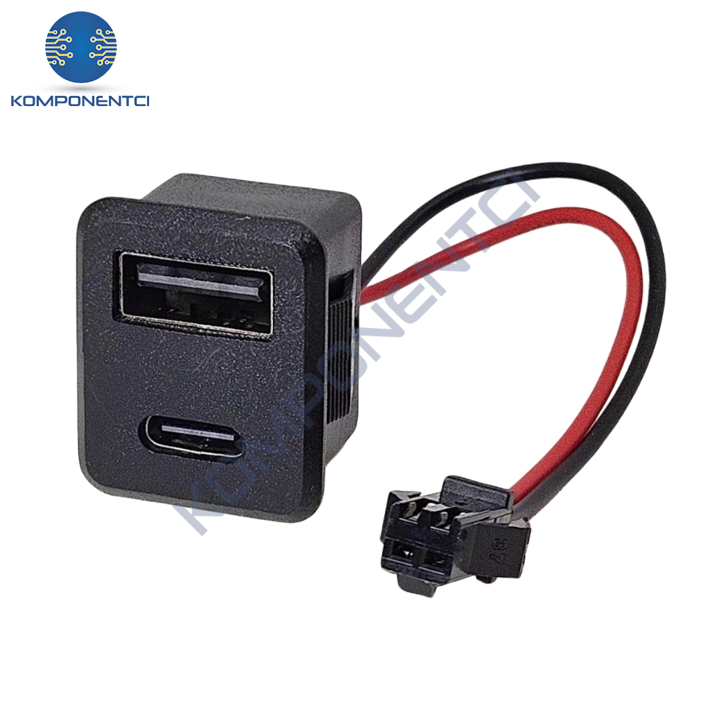 IC-266T-4 Pano Tip Kare Type-C + USB Şarj Soketi | Komponentci