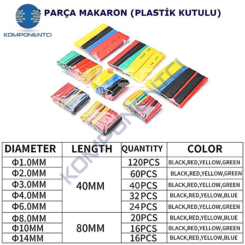 Isı ile Daralan Makaron Kablo Yalıtım Seti Shrink Boru 328 Parça Kutulu ...