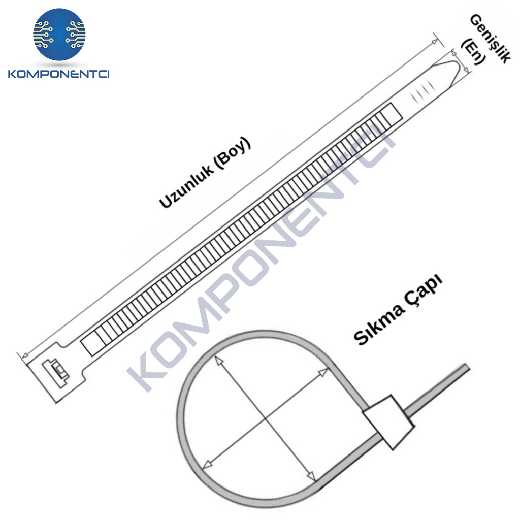 GWEST Kablo Bağı GT 200 STM 200x4,8mm Mavi (100 adet) | Komponentci