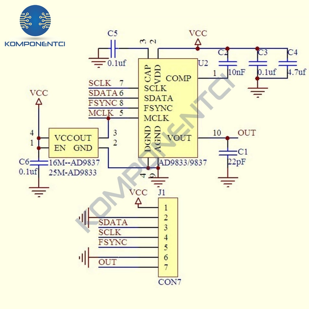 AD9833 Sinüs Kare Dalga DDS Sinyal Jeneratör Modülü | Komponentci