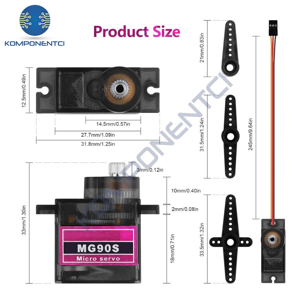 MG90S Tower Pro Micro Servo Motor 360° | Komponentci