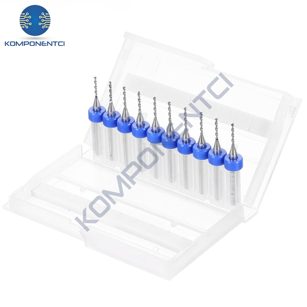1.1mm PCB Matkap Ucu Seti - 10 Adet (Kutulu) | Komponentci