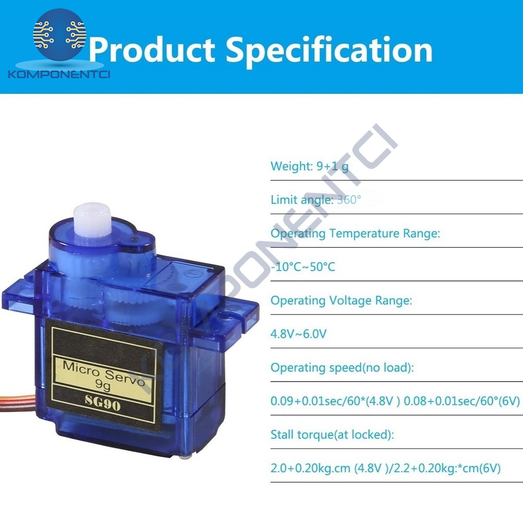 SG90 RC Mini Servo Motor Micro Servo Motor SG90 9g 360° | Komponentci