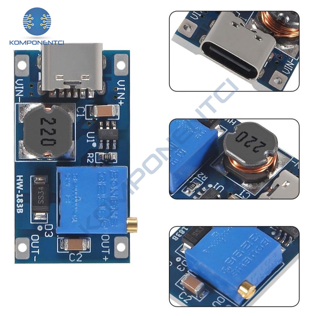 MT3608 2A Dc-Dc Güç Modülü Type-C Çıkışlı | Komponentci