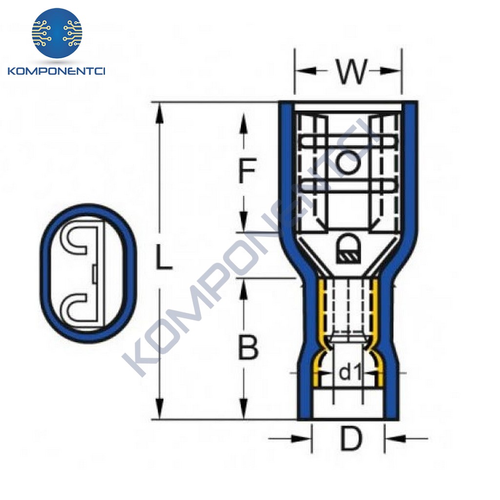 TPFD - 5638 4.0-6.0mm2 Tam İzoleli Dişi Faston Tip Kablo Ucu Sarı - 75 ...