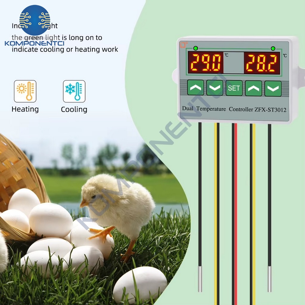 ZFX-ST3012 220V Çift Röle Çıkışlı Termostat - Sıcaklık Kontrol Cihazı ...