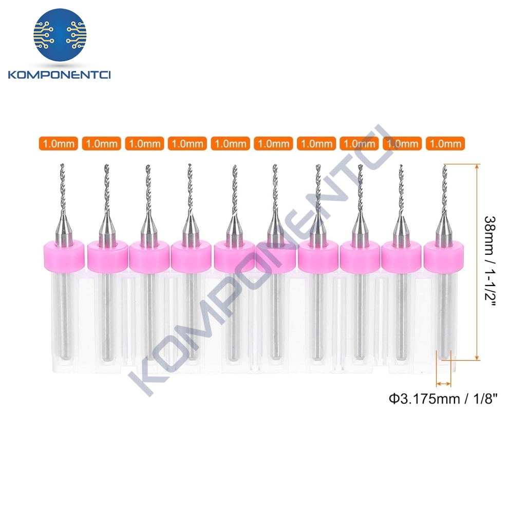 1mm PCB Matkap Ucu Seti - 10 Adet (Kutulu) | Komponentci