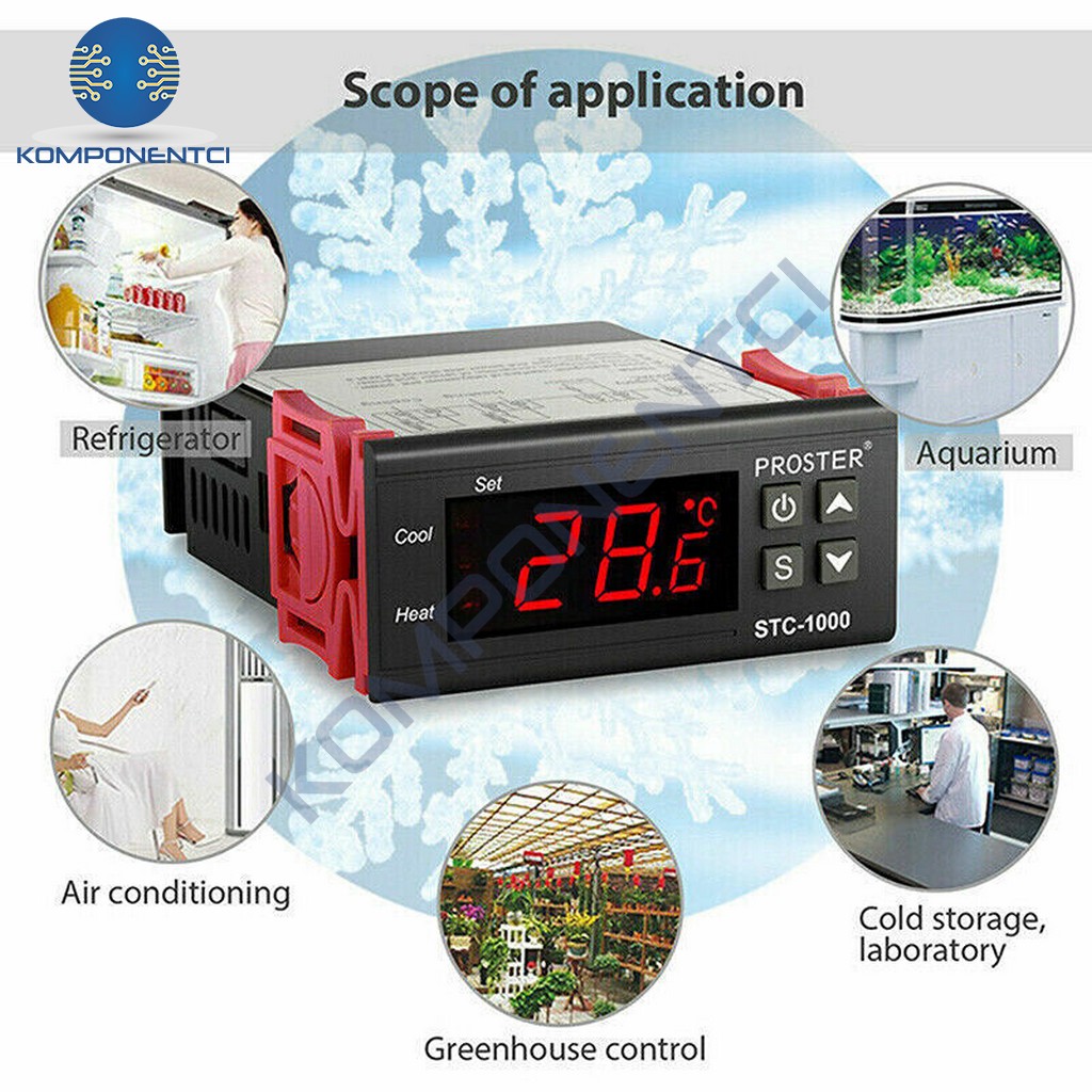 STC-1000 12V DC LCD Ekranlı Problu Termostat Dijital Sıcaklık Kontrol Cihazı | Komponentci