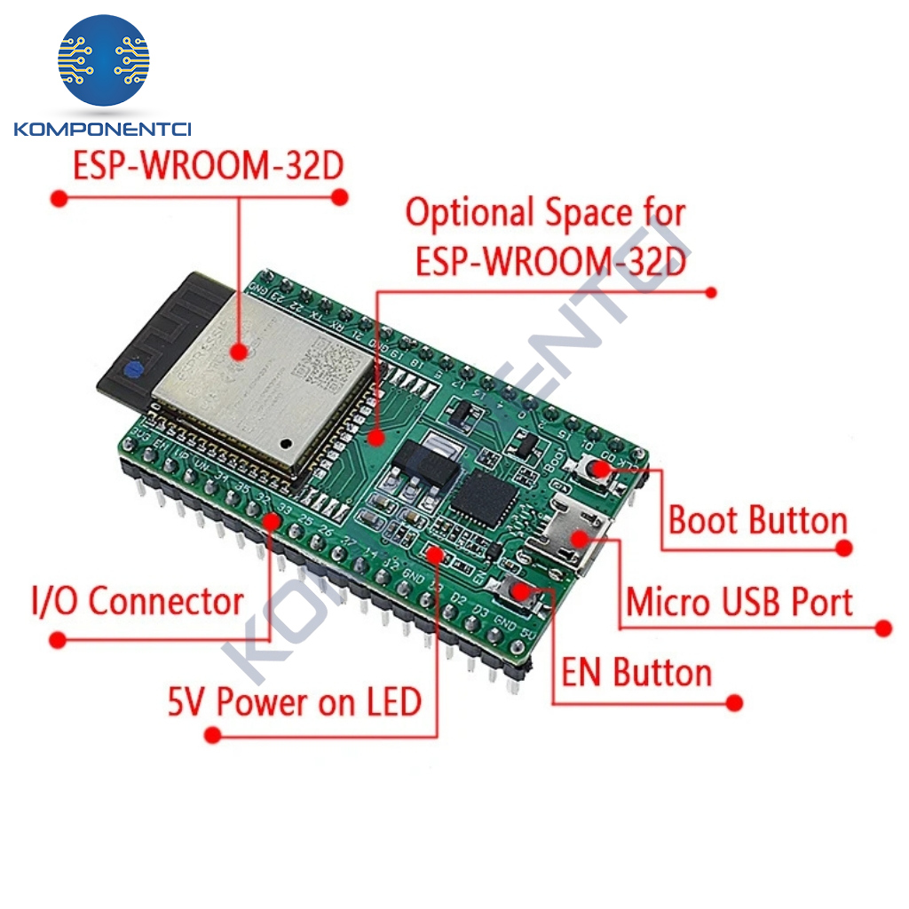 ESP32 WROOM 32D WiFi Bluetooth Geliştirme Kartı 38 Pin I Komponentci