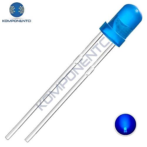 3mm Led Mavi Diyot Diffused 1 Adet | Komponentci