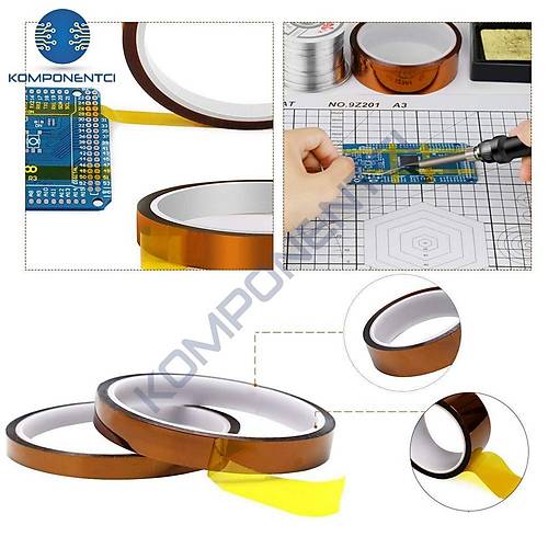 Kapton Bant 10mmx33m Yüksek Isıya Dayanıklı Yanmaz Bant | Komponentci