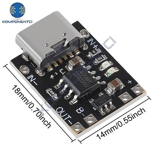 TP4056 Type-C 3.7V Mini Şarj Devresi Korumalı Mod | Komponentci