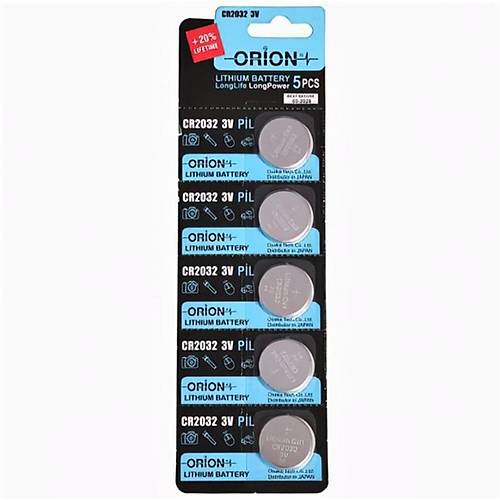 Orion CR2032 3V Lityum Düğme Pil 5'li Kart Paket