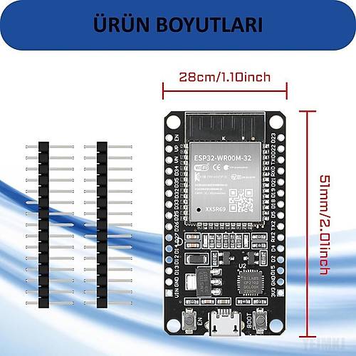 ESP32-WROOM-32 32S WiFi Bluetooth Geliştirme Kartı CP2102 | Komponentci