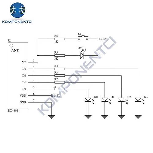 RX480-E 4 Kanal 433Mhz RF Alıcı | Komponentci