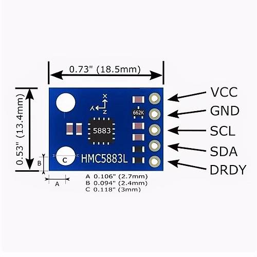 HMC5883L Arduino 3 Eksen Pusula Sensörü GY-273 | Komponentci