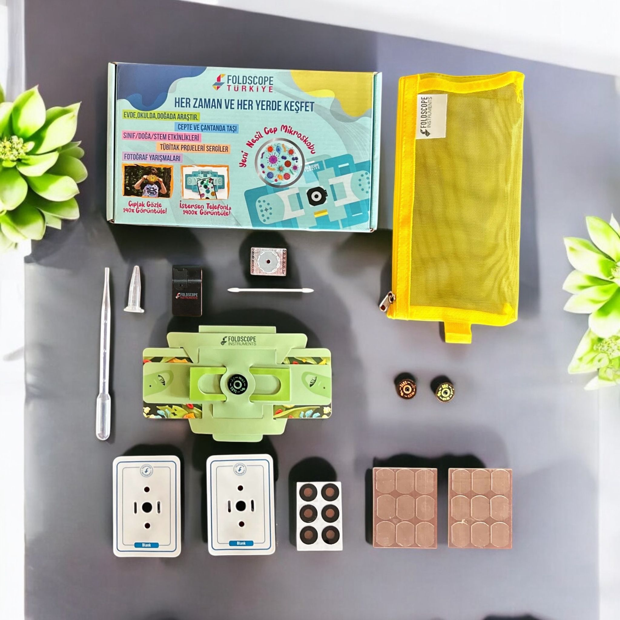 FOLDSCOPE 2.0 Mikroskop (Değiştirilebilir 3 Farklı Mercek)