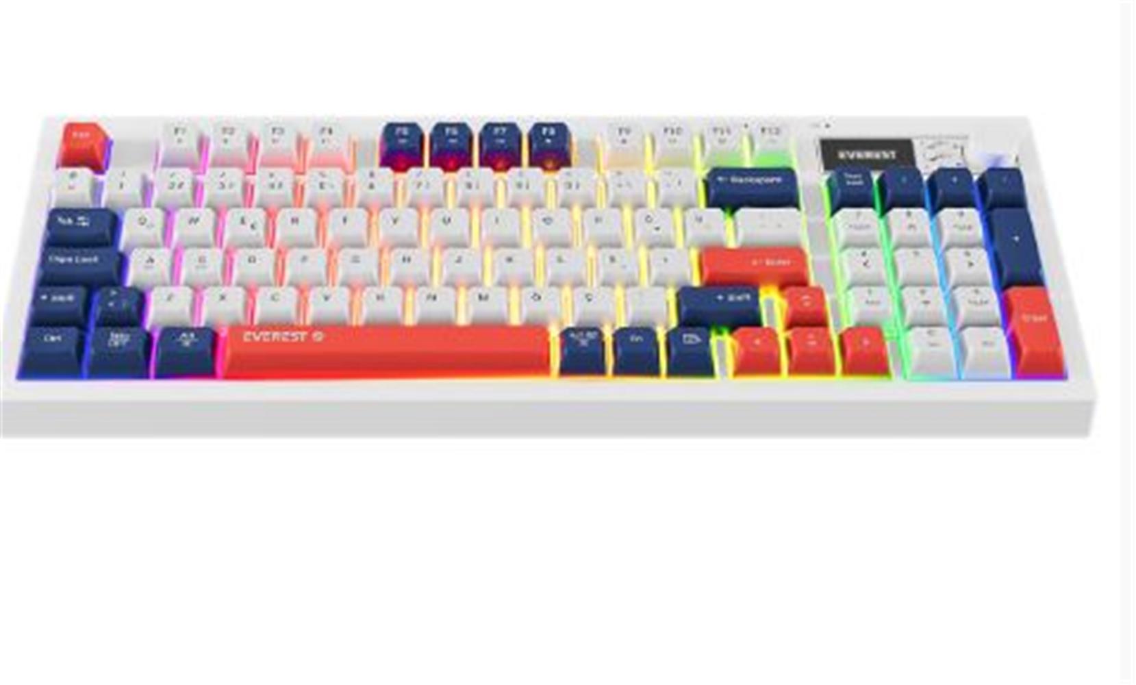 Everest KB-85 SILENT PRO Kablosuz Beyaz/Mavi/Kırmızı Sessiz RGB Türkçe ...