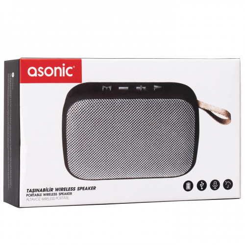 Asonic AS-02 Bluetooth Taşınabilir Speaker (Gri)