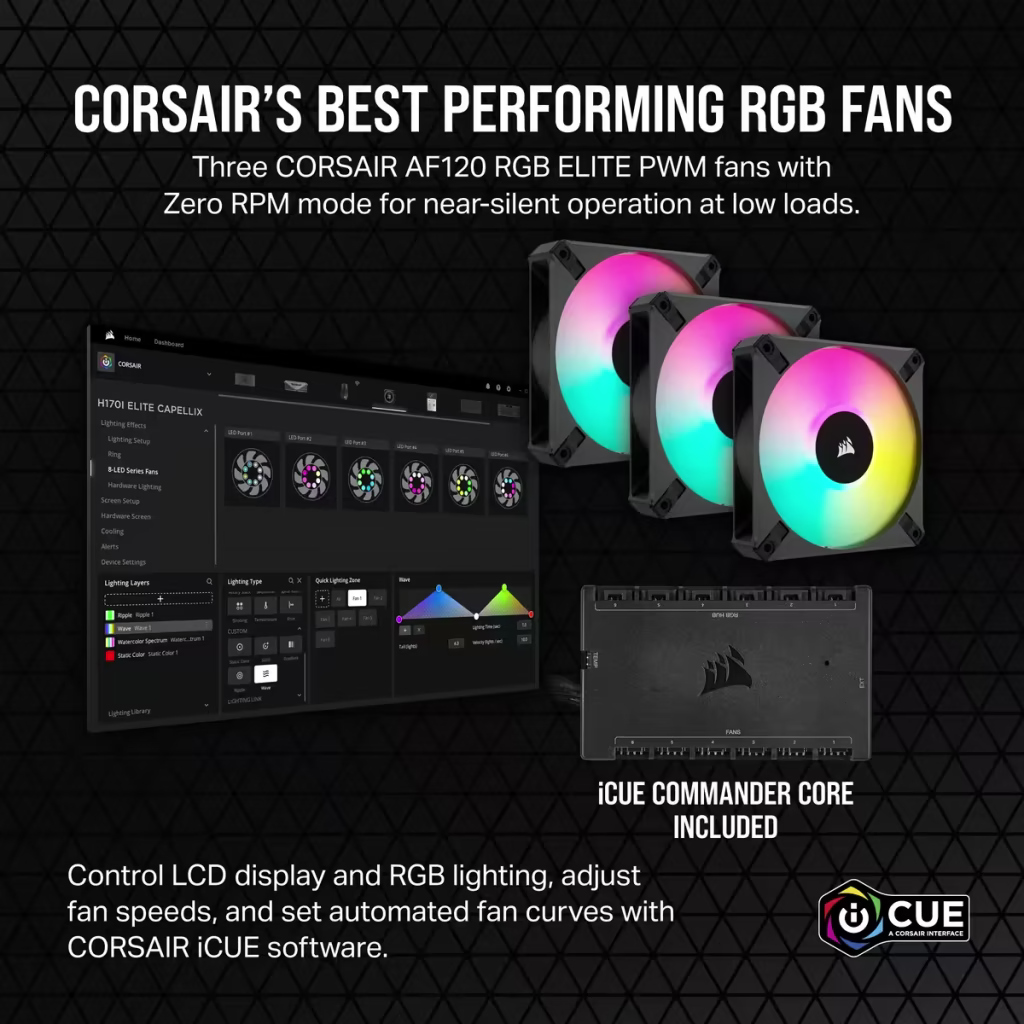 Corsair İcue H150İ Elite LCD XT 360mm 3 X AF120 RGB Fan LCD Ekran İcue ...
