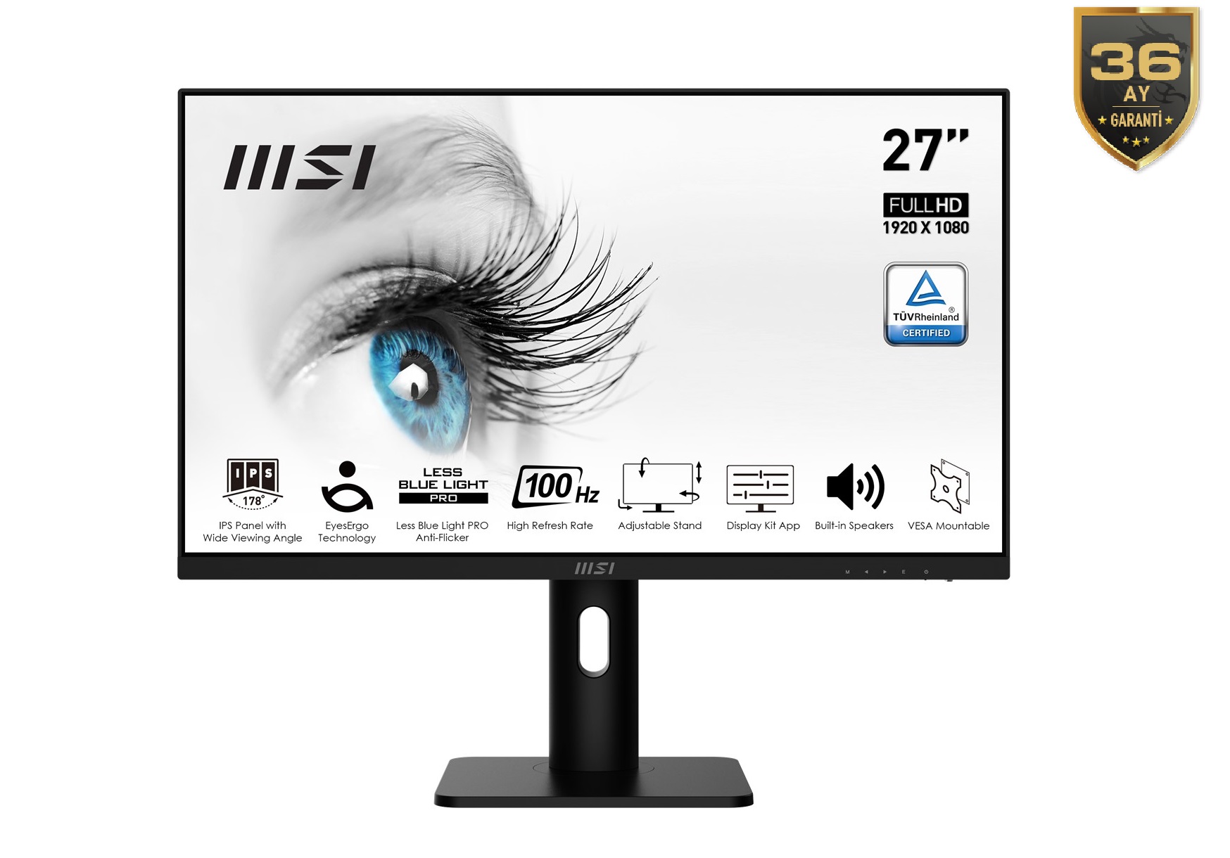 MSI 27 İnç PRO MP273AP 1920x1080 (FHD) Flat IPS 100Hz 1ms Anti-Glare ...