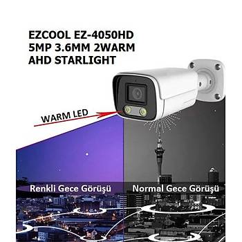 Ezcool EZ-4050HD 5MP 3.6MM Lens 2 Warm Ahd Bullet Kamera (Starlıght)