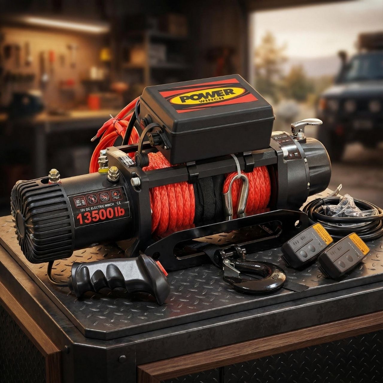 Power Winch 13500 lb Sentetik Halatlı Off-Road 4x4 Elektrikli Vinç 12V