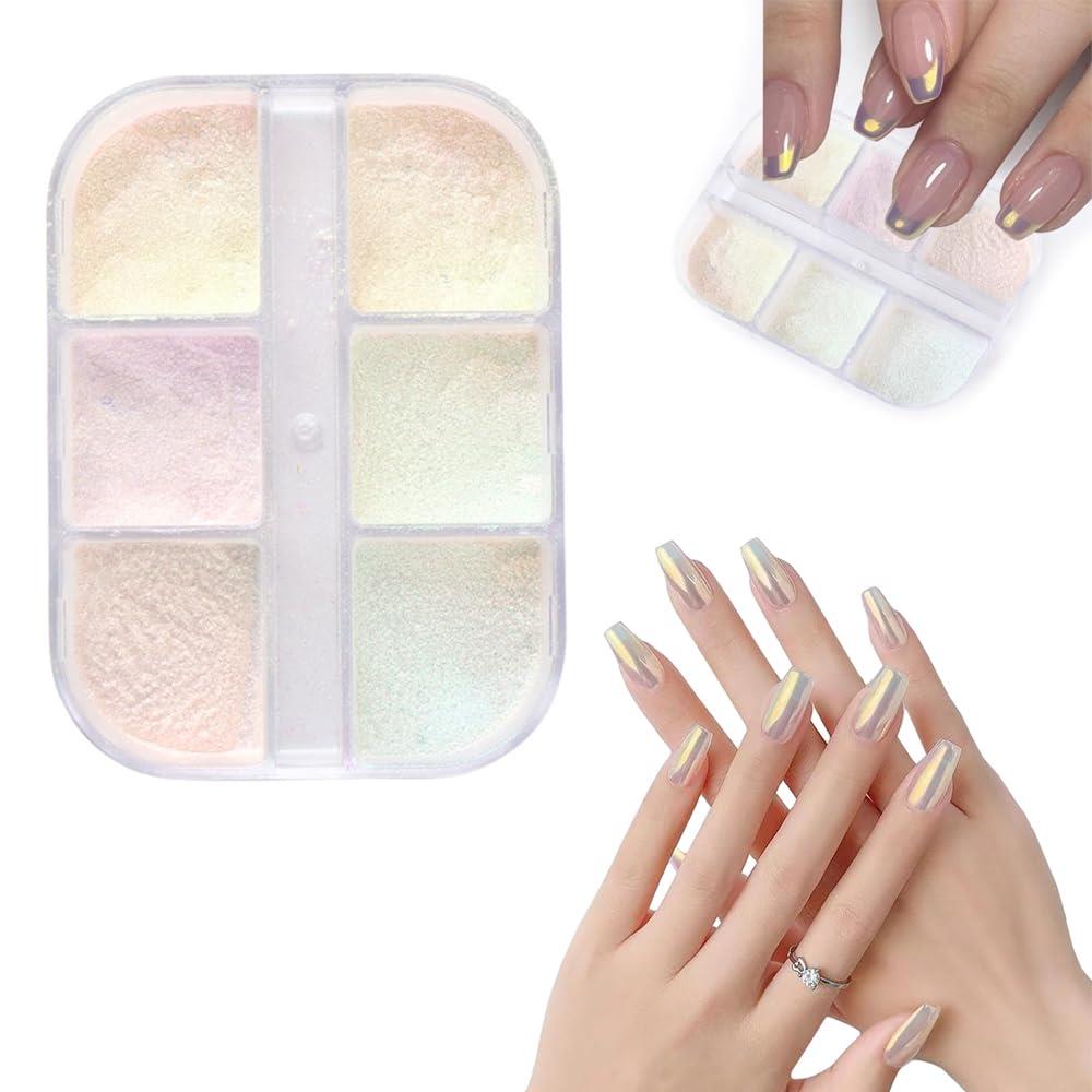 Nail Art Tırnak Süsleme İnci Tozu 6lı Set Ayna Tozu - Abanails