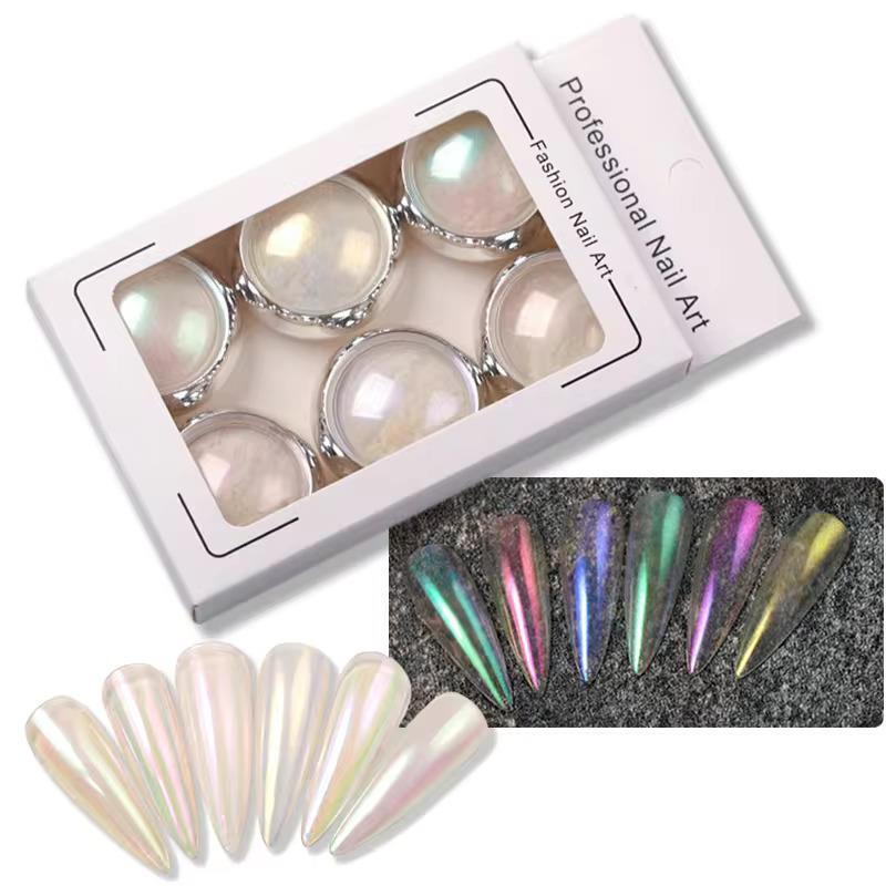Nail Art Tırnak Süsleme İnci Tozu 6lı Paket Ayna Tozu - Abanails