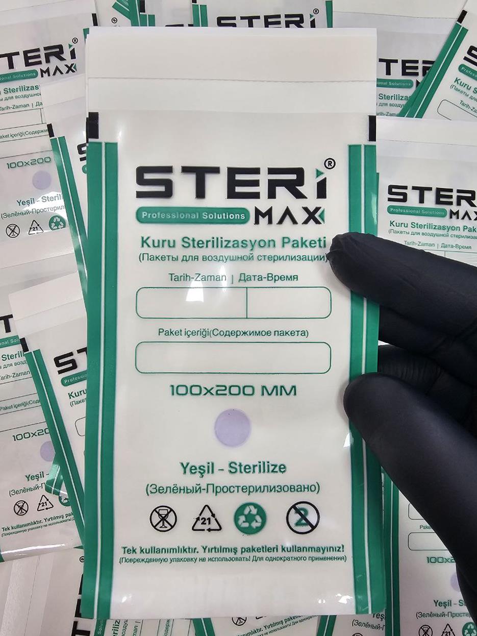 Şeffaf Sterilizasyon Zarfı - İndikatörlü Sterilizasyon Kraft Paketi 100x200mm (100) Adet - Abanails