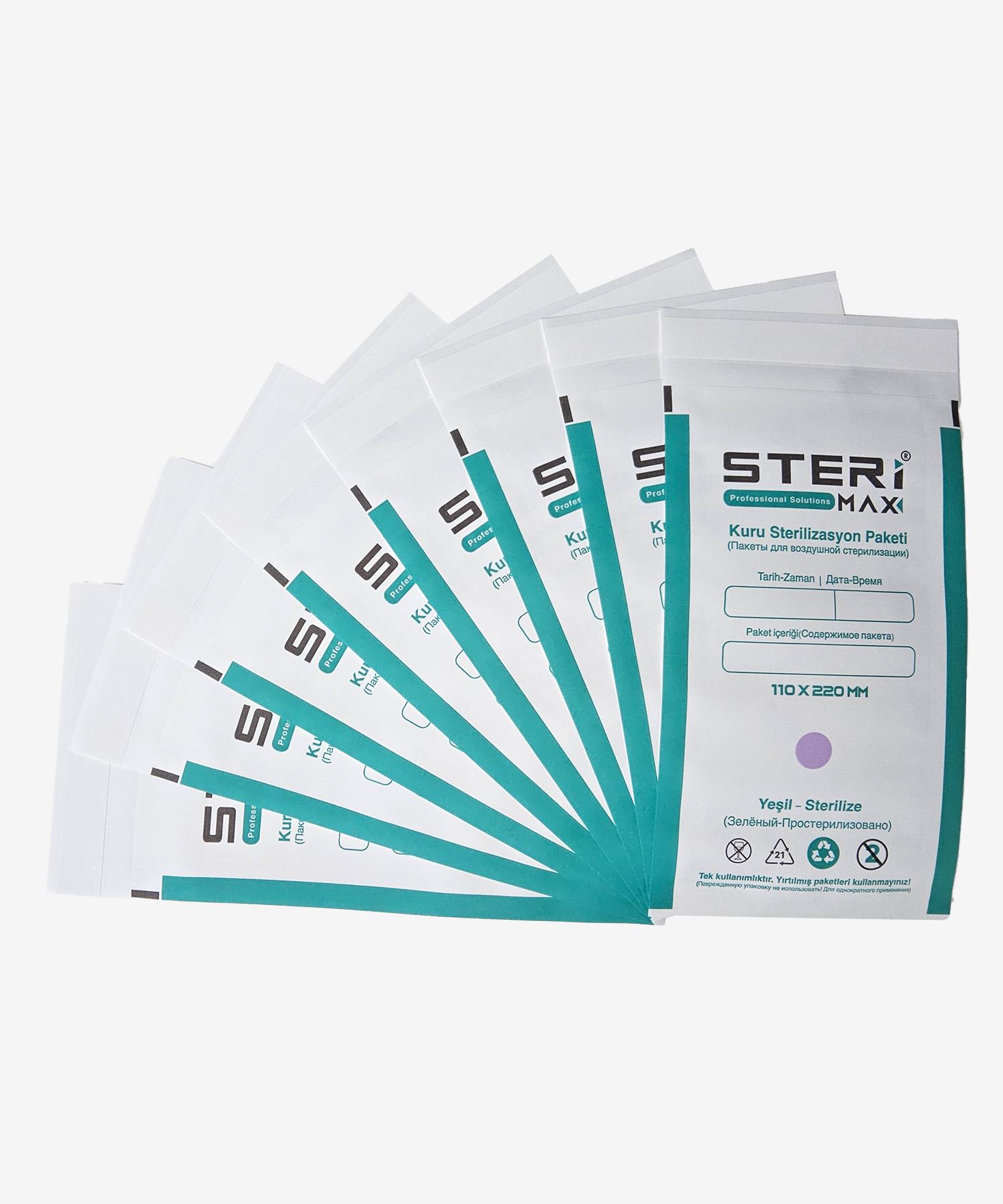 Alet Sterilizasyon Zarfı - İndikatörlü Sterilizasyon Kraft Paketi 110x220mm (200) Adet - Abanails