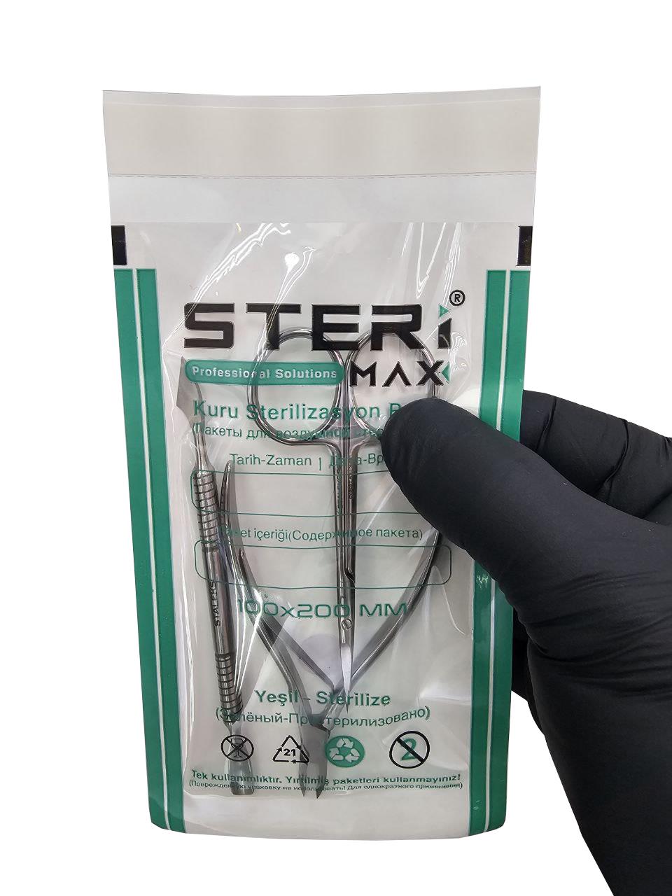 Şeffaf Sterilizasyon Zarfı - İndikatörlü Sterilizasyon Kraft Paketi 100x200mm (100) Adet - Abanails