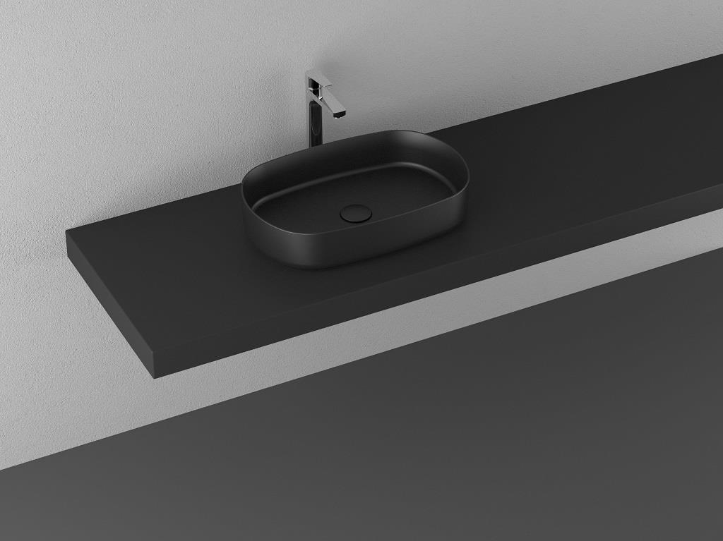 ISVEA INFİNİTY TEZGAH ÜZERİ LAVABO 55 CM MAT SİYAH EXTRA DEKORSUZ DE ...