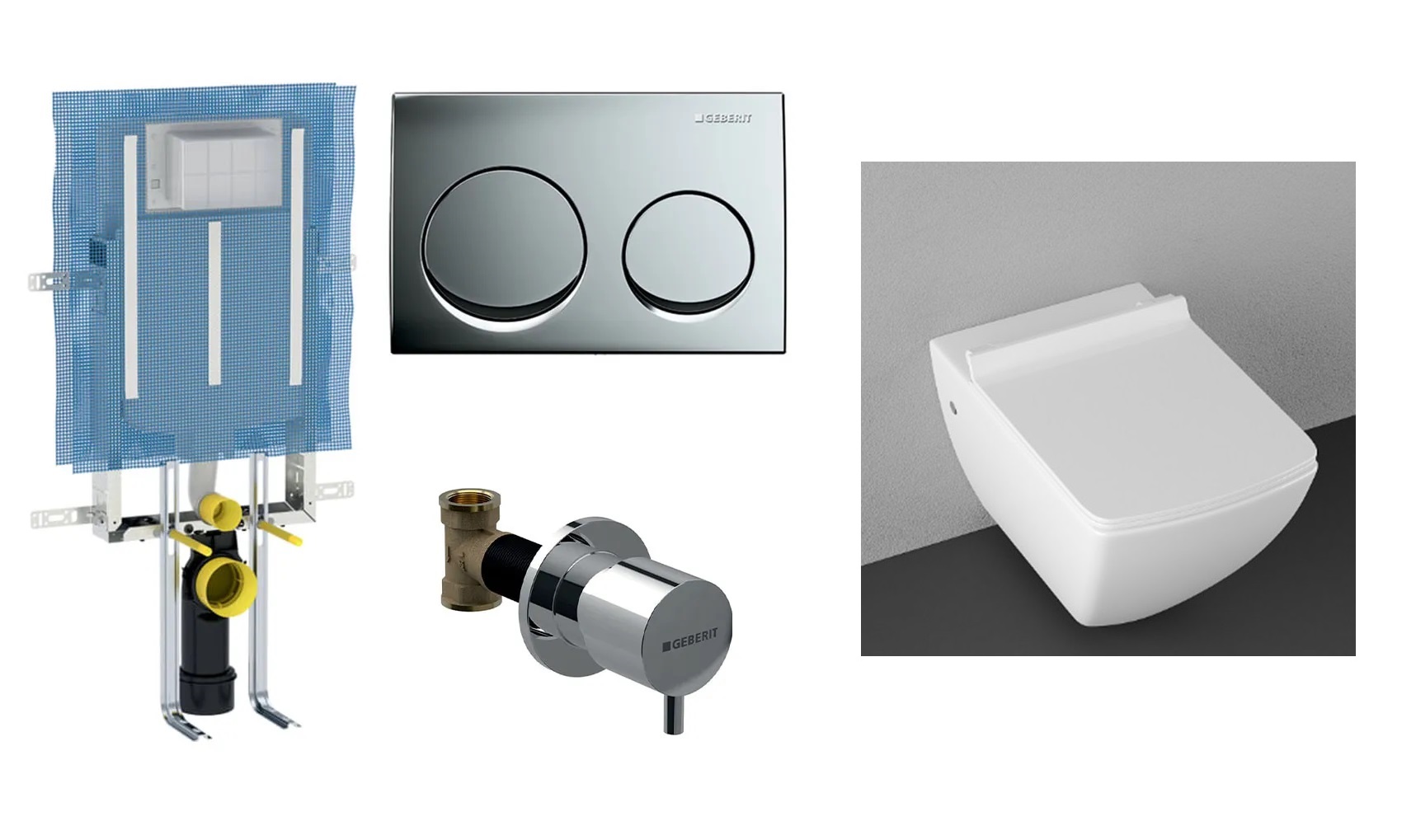 Geberit Alpha Gömme Rezervuar Seti & Isvea Purita Klozet Seti ...