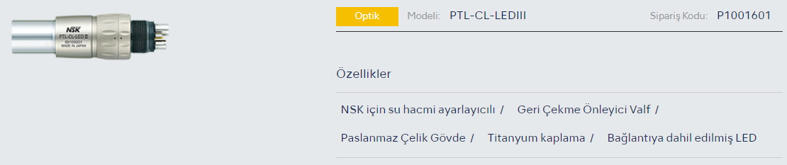 NSK PTL-CL-LED III Işıklı Su Ayarlı Adaptör (Coupling)
