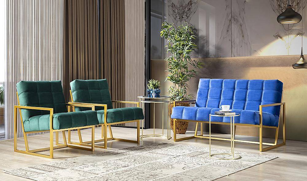 Gucci Mavi Çay Seti Koltuk - CaddeYıldız Mobilya