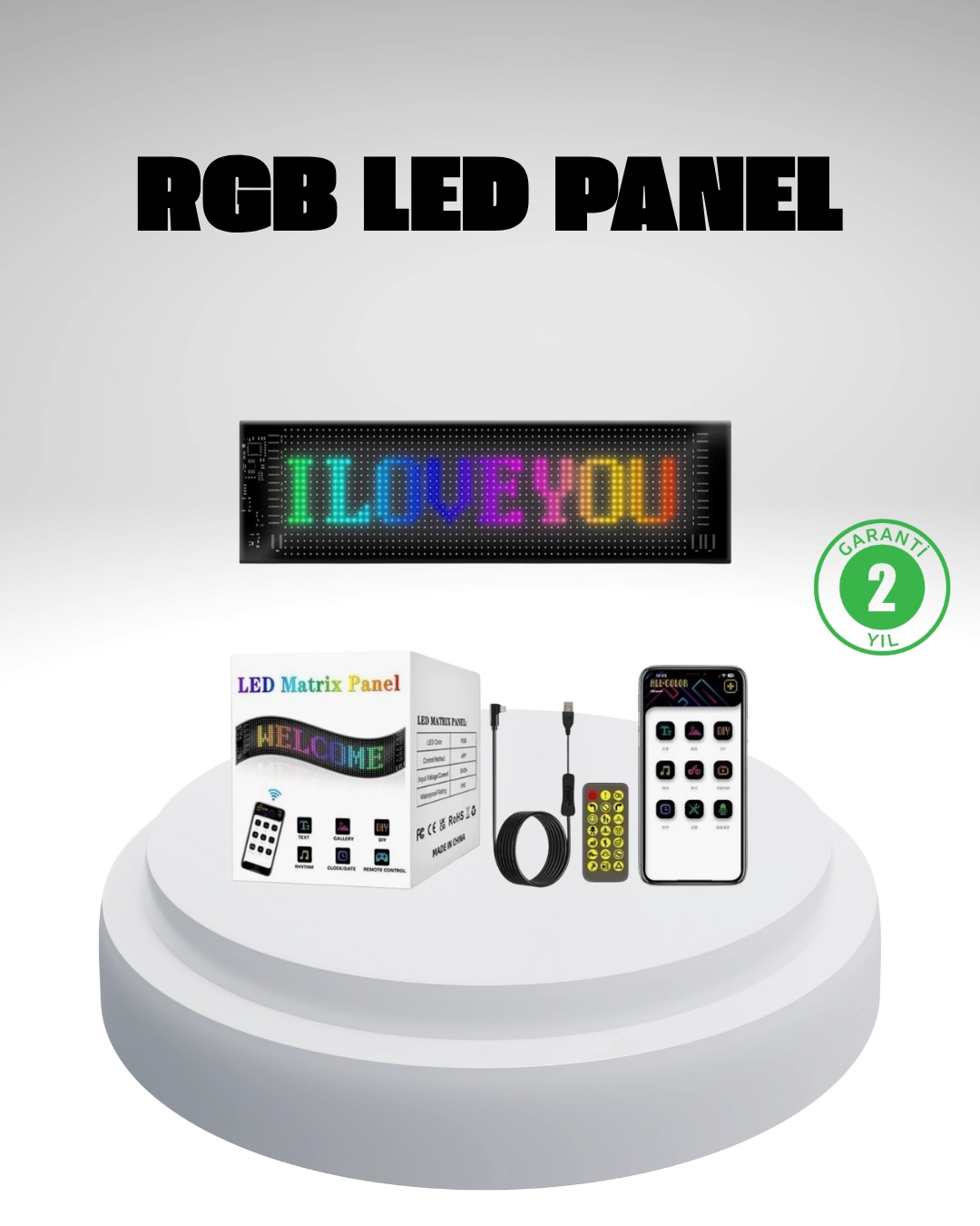 BFS RGB LED Panel Mobil Uyumlu, Yazı ve GIF Destekli, USB Bağlantılı ...