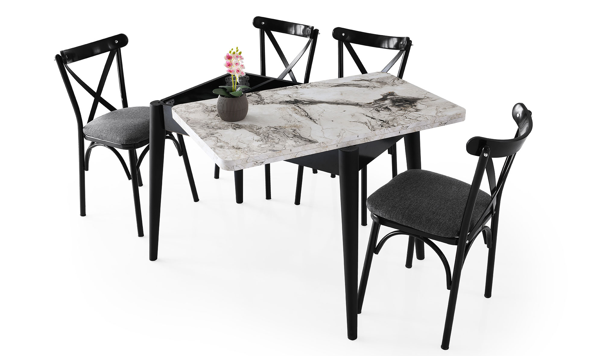 Linen Yemek Masası Takımı - Mermer - CaddeYıldız Mobilya