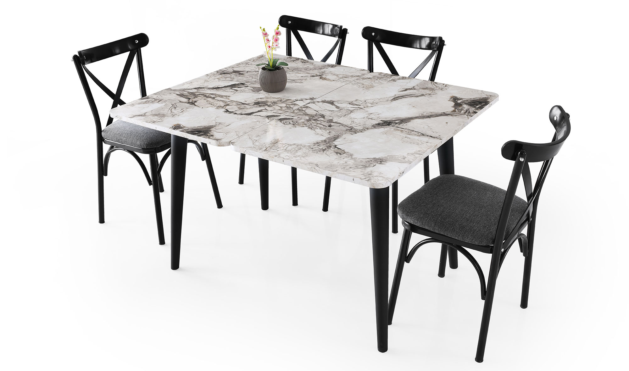 Linen Yemek Masası Takımı - Mermer - CaddeYıldız Mobilya