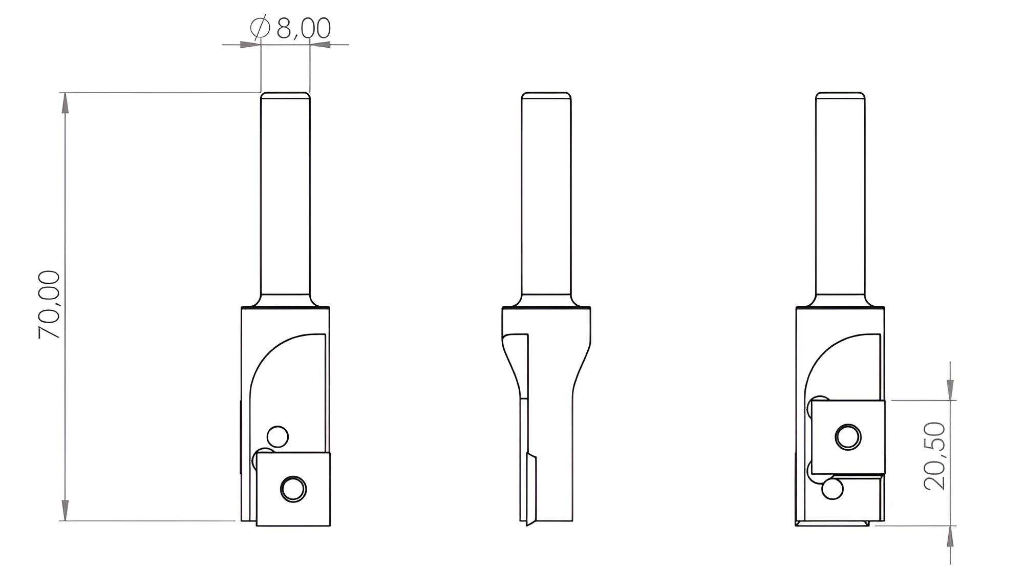16 mm, d2=8 mm - Freze ucu, Tablo Temizleme Bıçağı, MDF Ahşap frezesi, Z=2