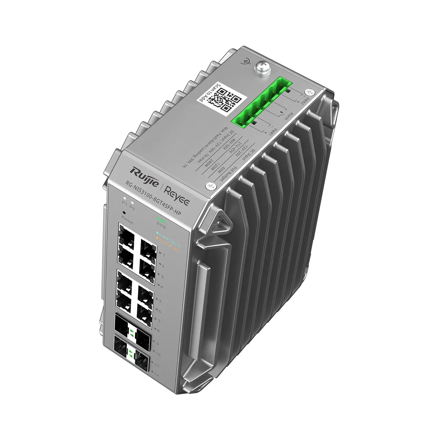 Ruijie RG-NIS3100-8GT4SFP-HP 8 Port Gigabit PoE 4 Port SFP Endüstriyel poE Switch «RUIJIE ...